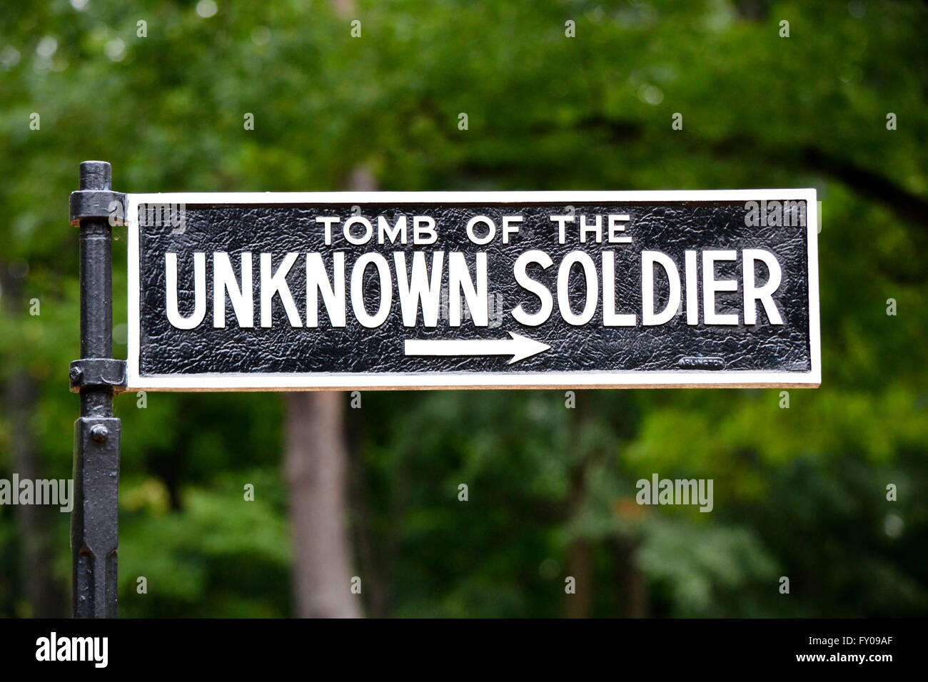Tomb of the Unknown Soldier Sign at Arlington National Cemetery Stock ...