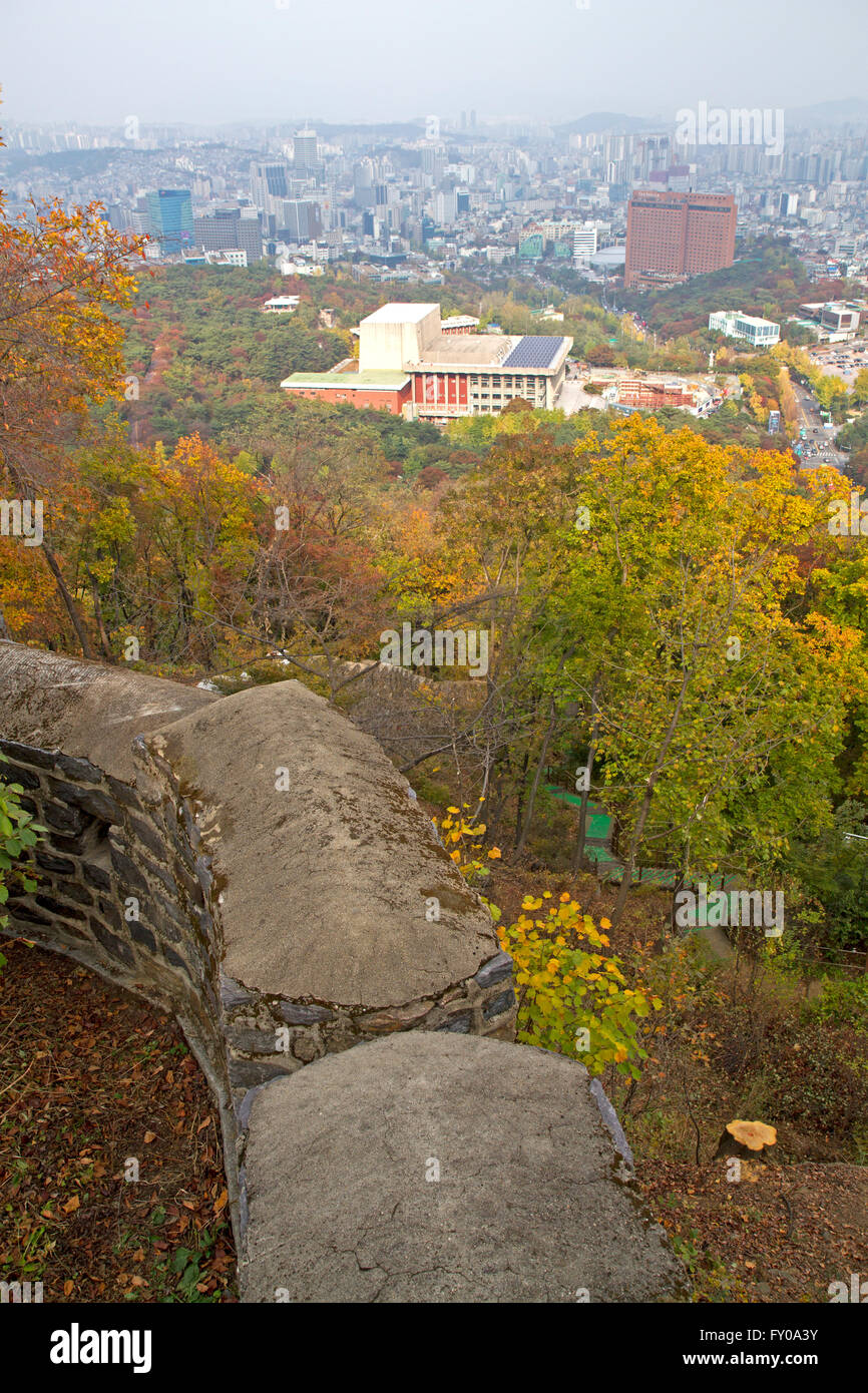 Seoul City Wall and the National Theater of Korea Stock Photo - Alamy