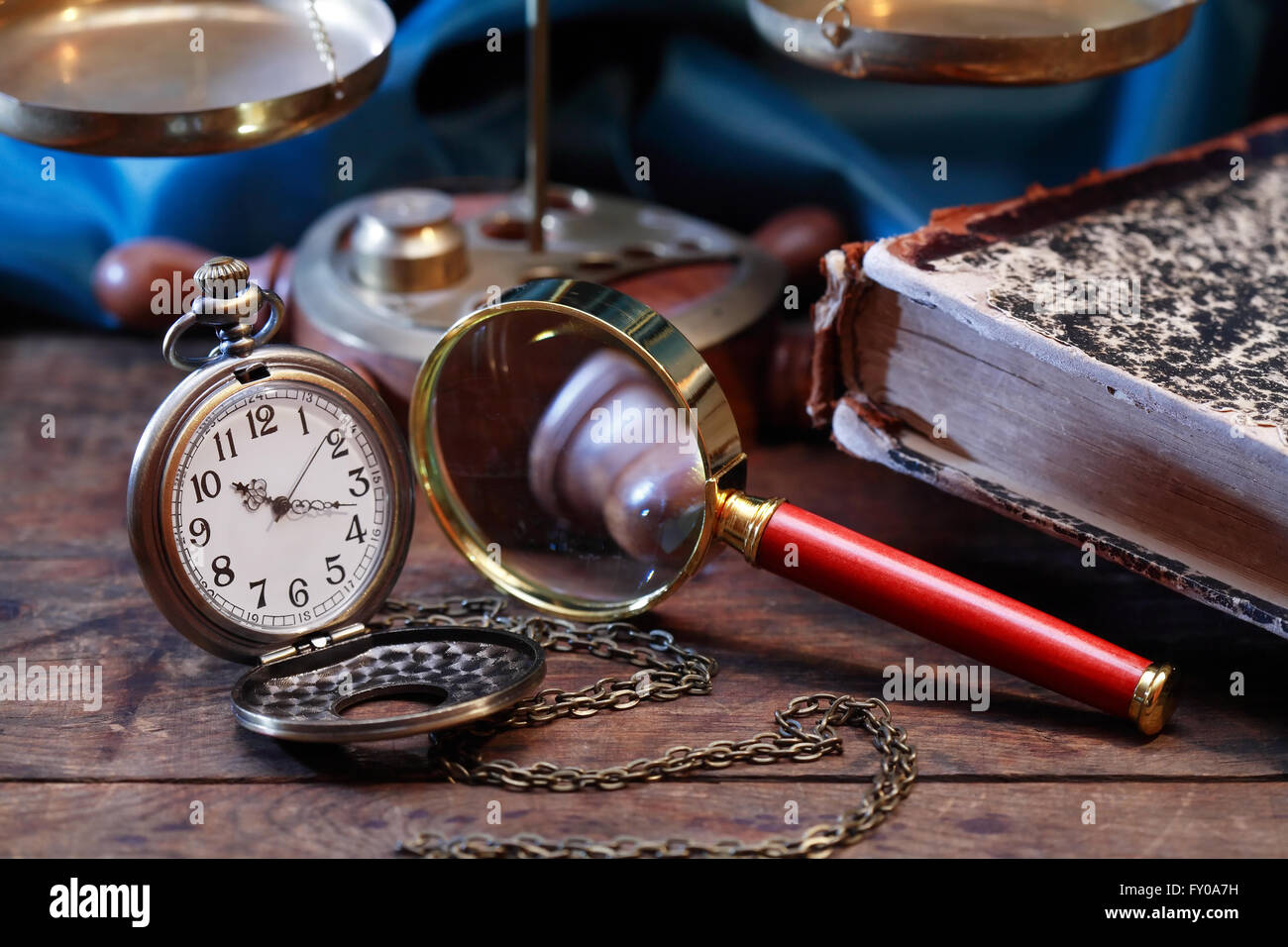 Vintage still life with old pocket watch and other things Stock Photo ...