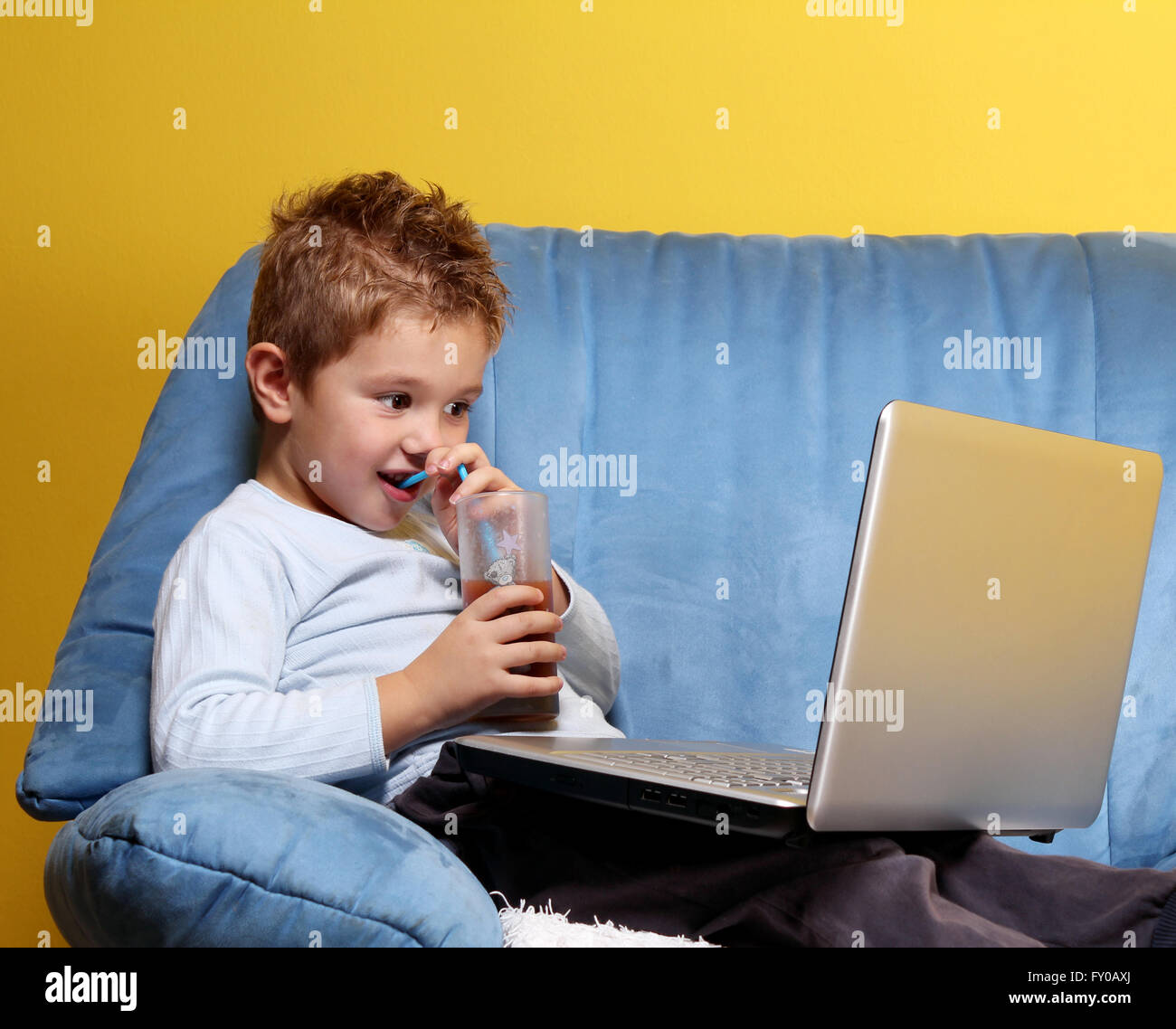 little boy with laptop Stock Photo - Alamy