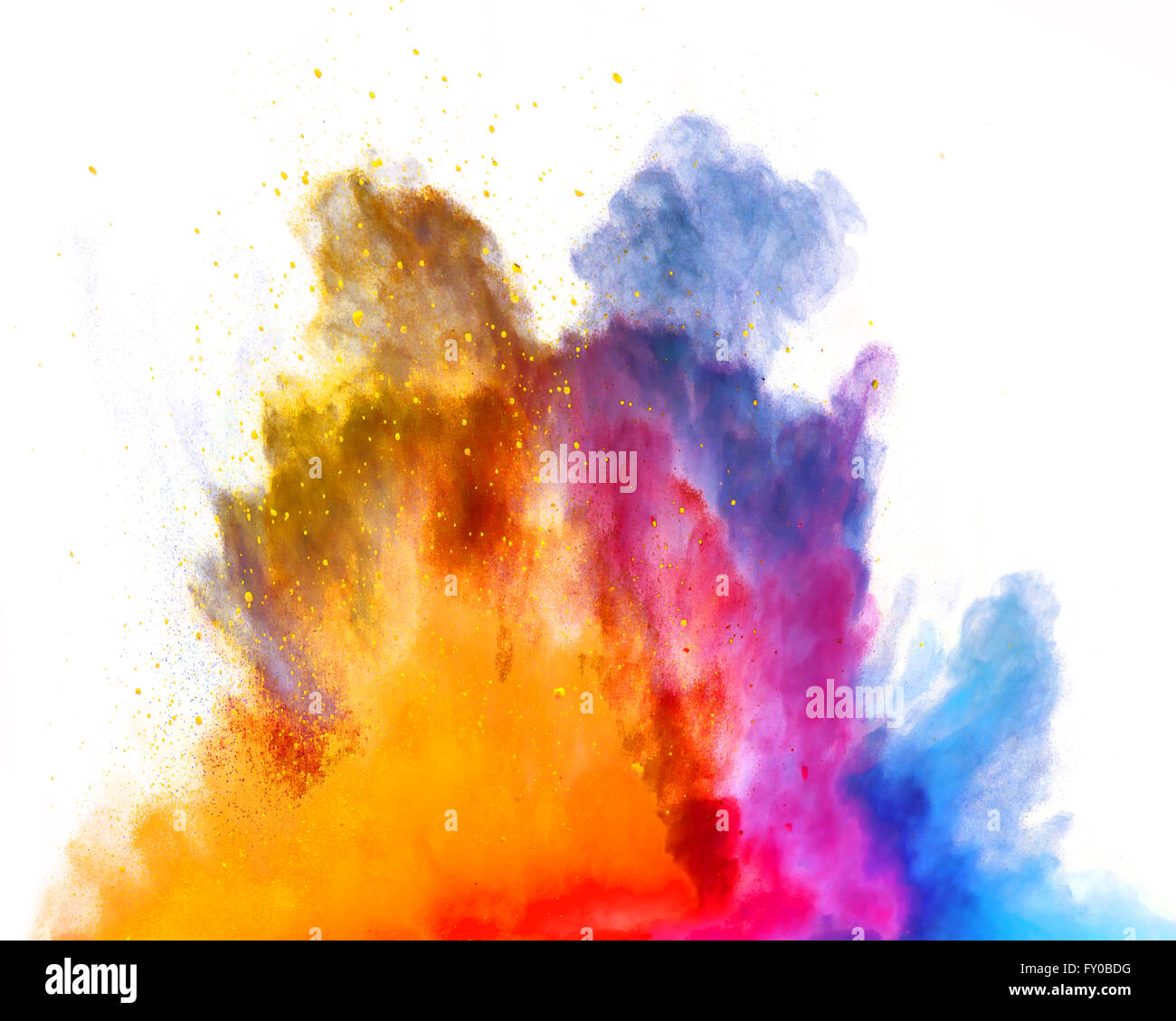 Explosion of colored powder on white background Stock Photo - Alamy