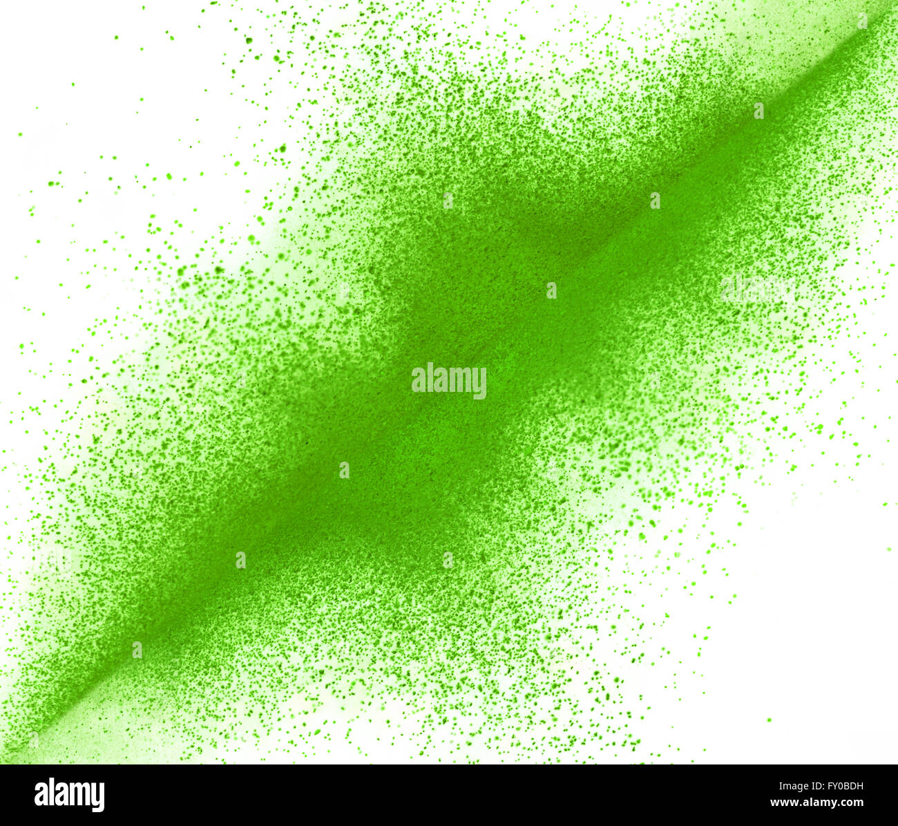 Explosion of green powder on white background Stock Photo - Alamy