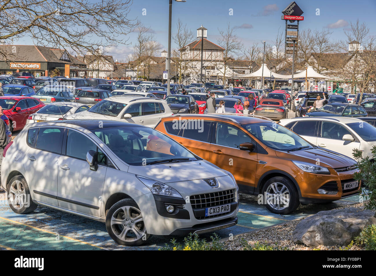 Shopping mall car parking. cars overcrowding. Cheshire Oaks The Wirral ...
