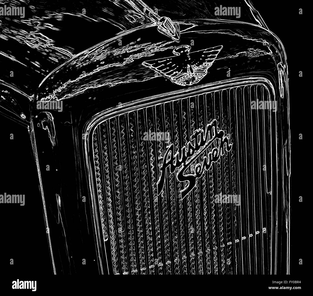 Austin seven insignia on radiator Black and White Stock Photos & Images ...