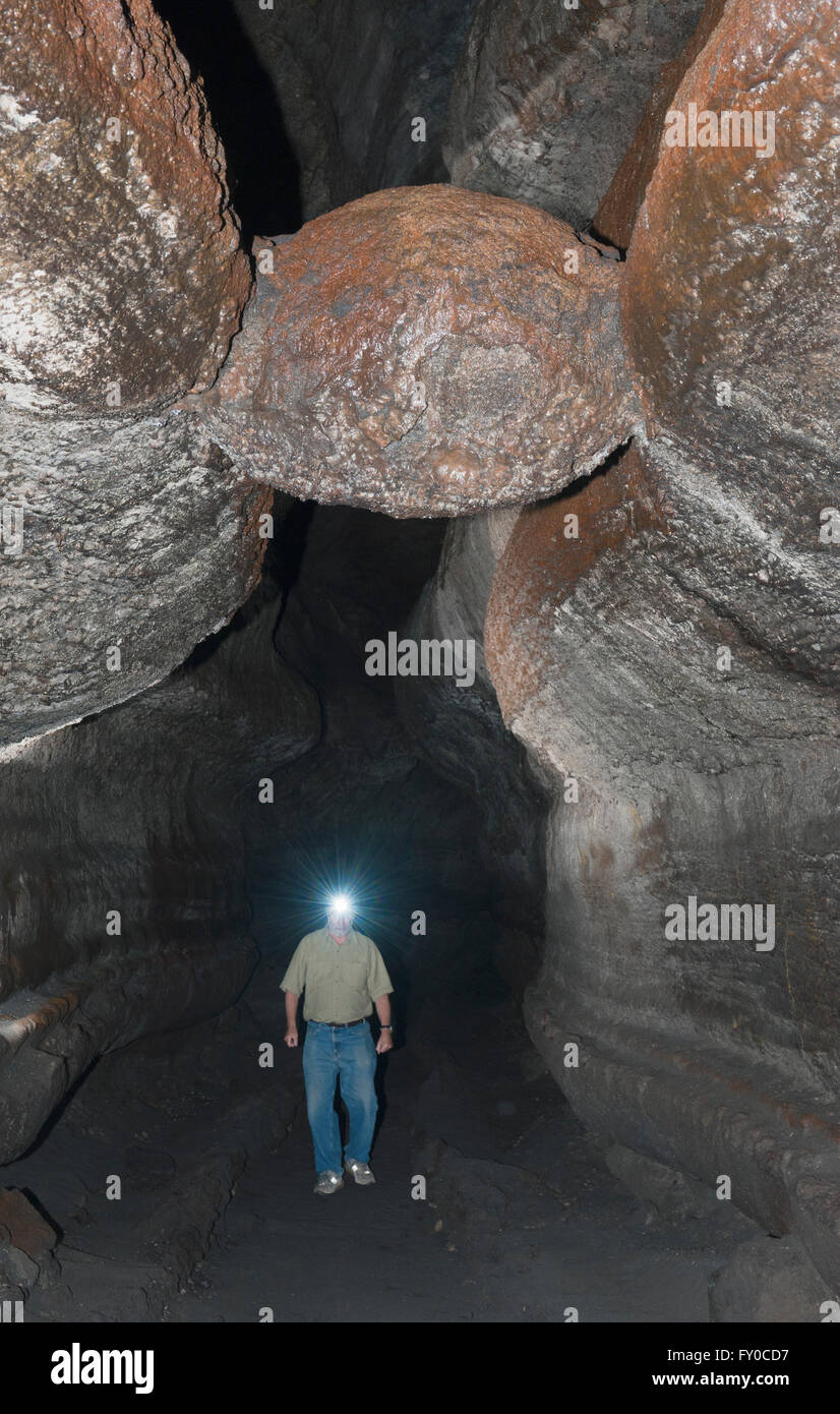 Ape Cave, Lava Tube, Mt. St. Helens National Monument, Hiker below "The ...