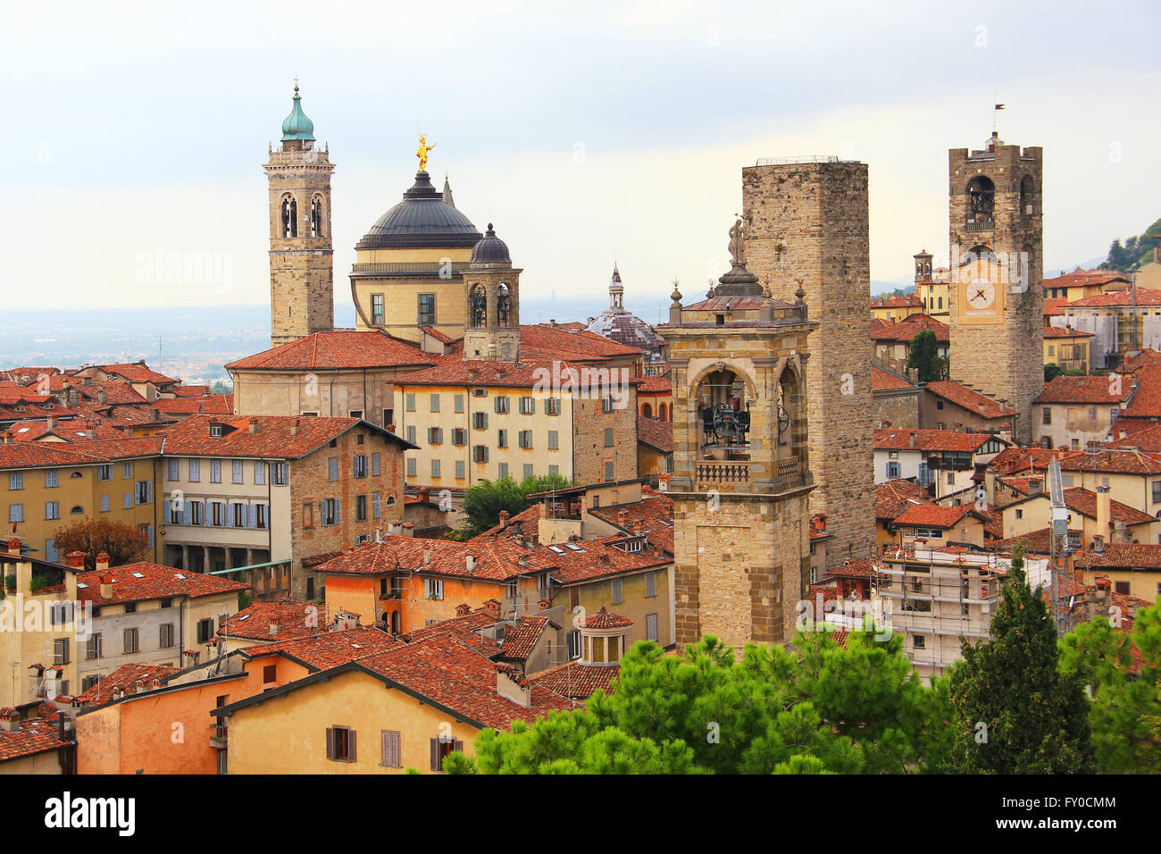 Medieval upper town of Bergamo, Lombardy, Italy Stock Photo - Alamy