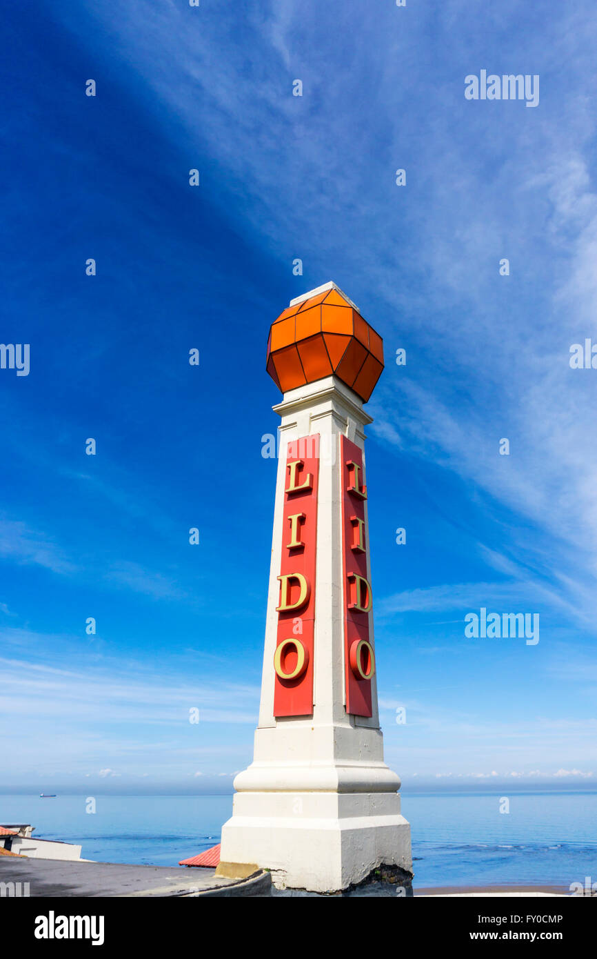 Cliftonville Lido sign on the clifftop at Margate, Kent Stock Photo - Alamy