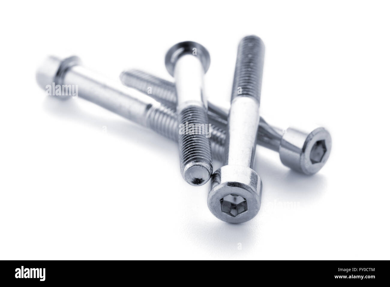 Hex head bolt screws thread on white background Stock Photo - Alamy