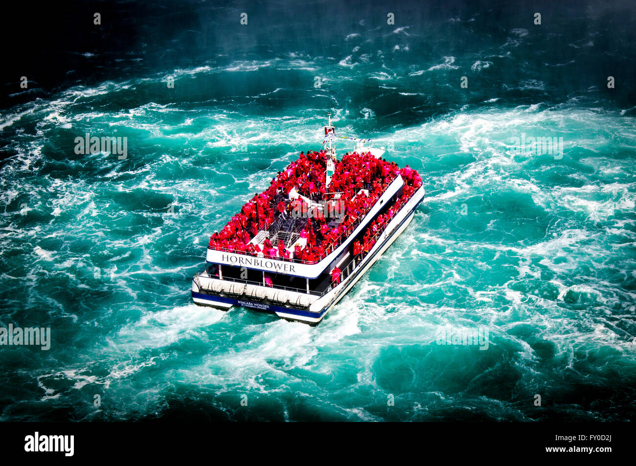 Hornblower boat at Niagara Falls Ontario and New York State Stock Photo ...