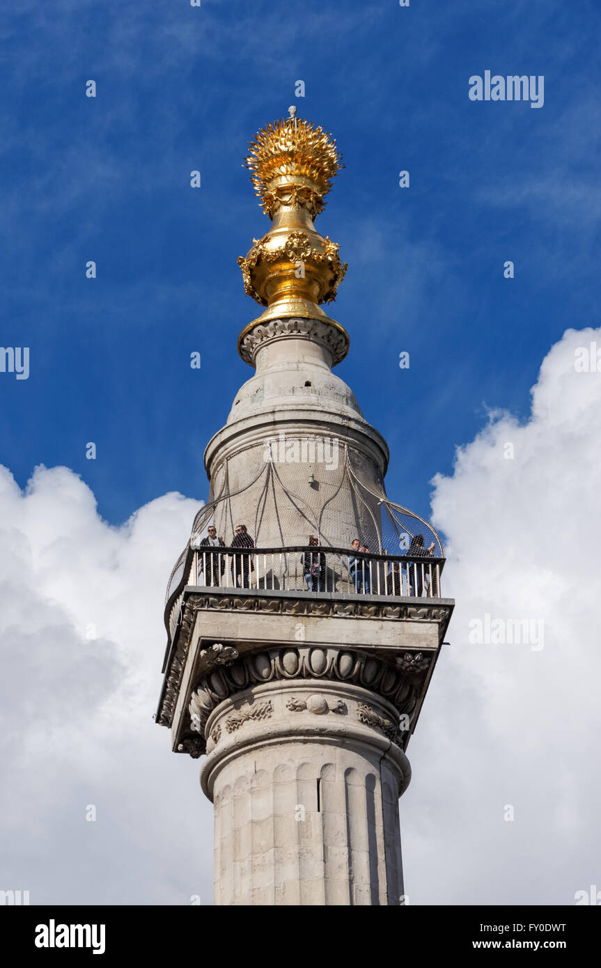The Monument to the Great Fire of London, viewing platform at the top ...