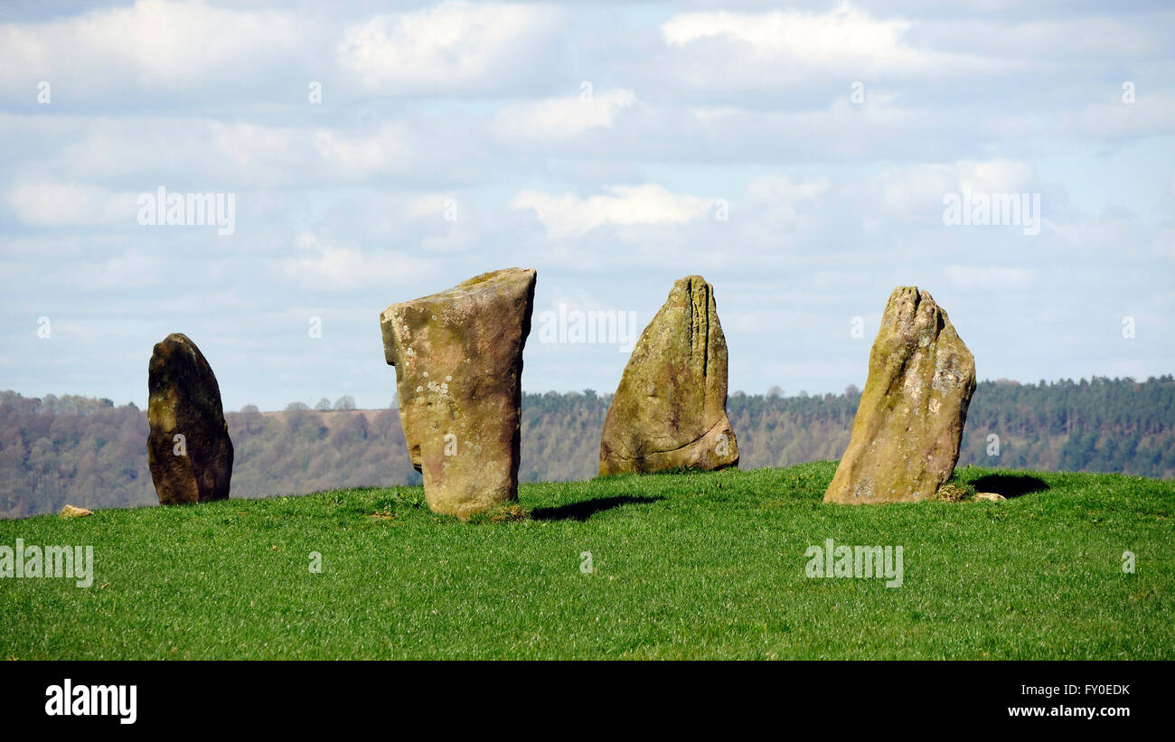 Stone circle four stones Robin Hood's Stride, Cratcliffe, Cliff Lane ...