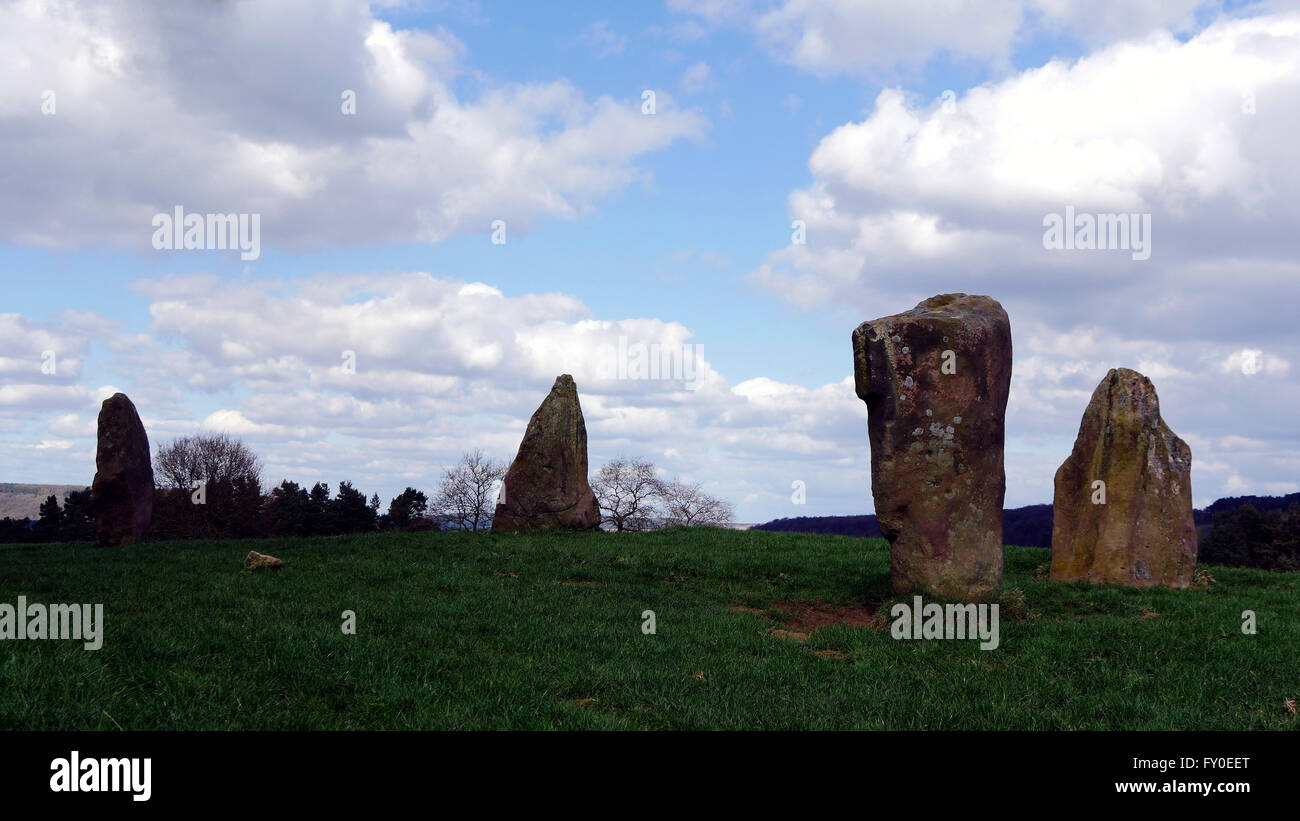 Stone circle four stones Robin Hood's Stride, Cratcliffe, Cliff Lane ...