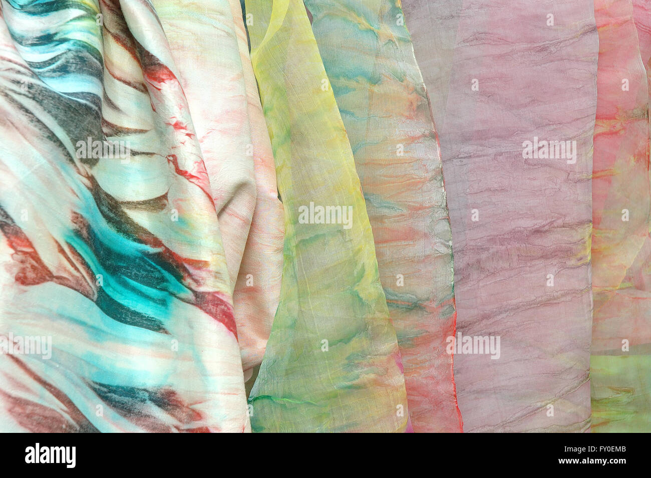 Silk fabrics, hand made and hand dye silk Stock Photo - Alamy