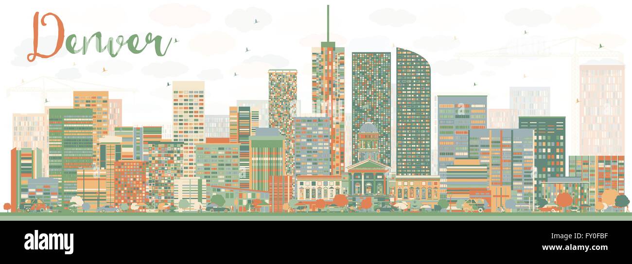 Abstract Denver Skyline with Color Buildings. Vector Illustration ...