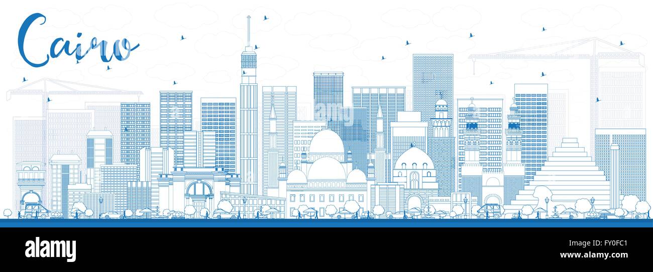 Outline cairo skyline blue buildings Stock Vector Images - Alamy