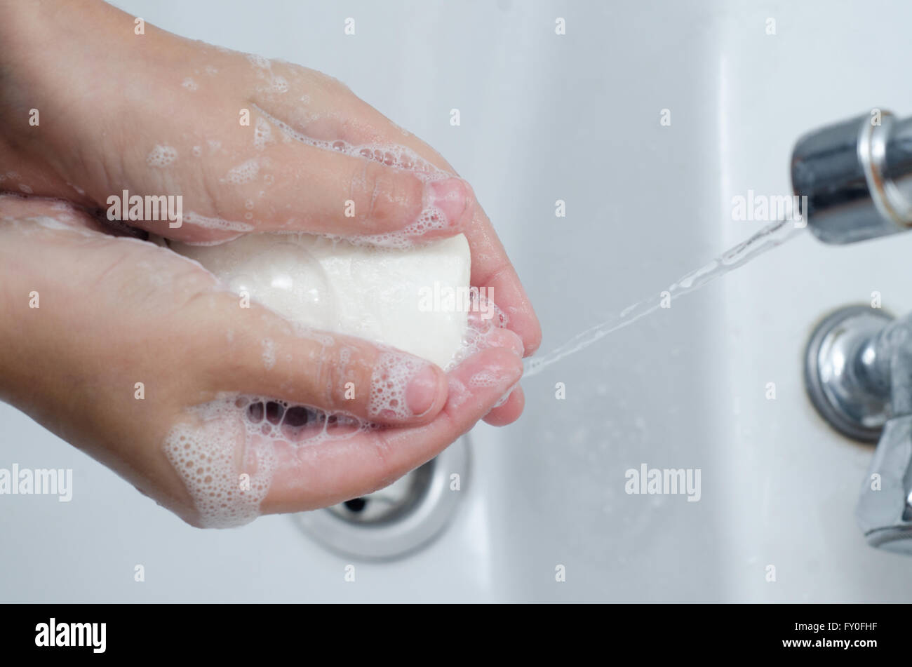 To washing hands with soap Stock Photo - Alamy