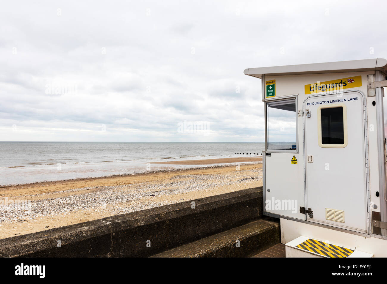Bridlington lifeguards hut overlooking beach sea coastline lifeguard ...