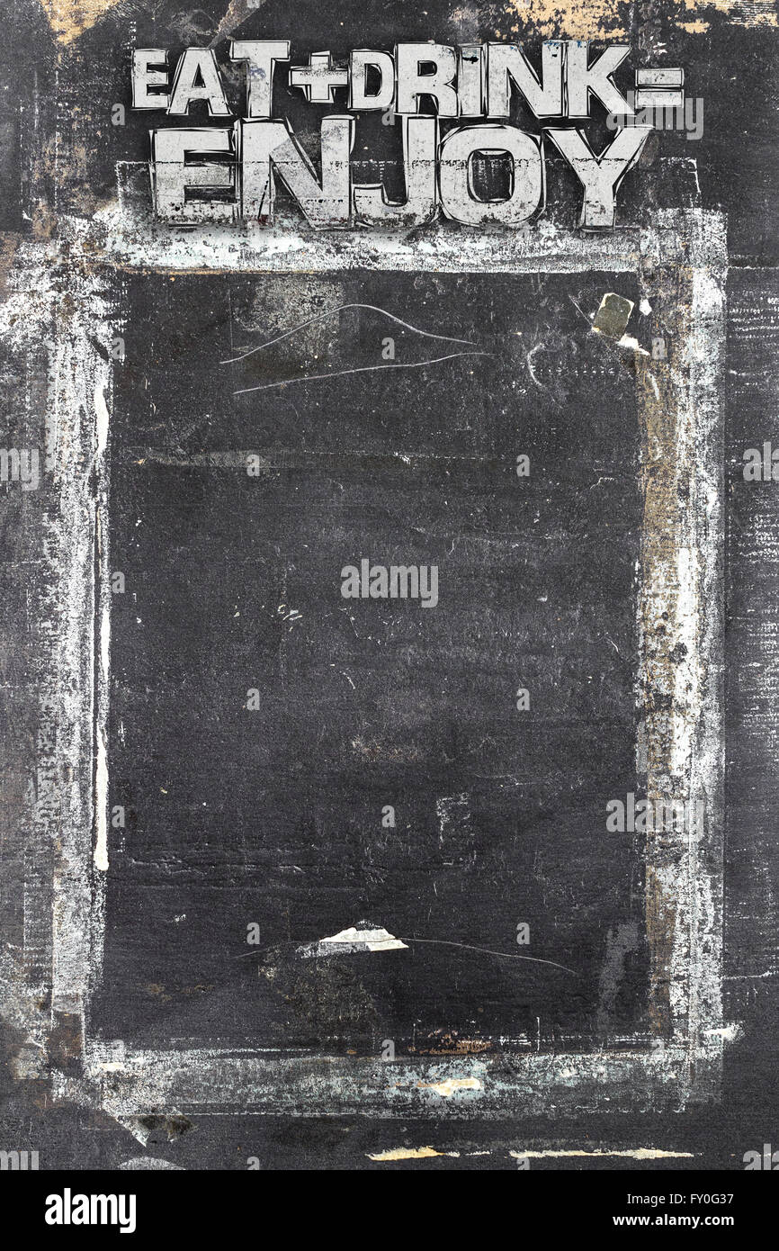 Menu blackboard with grunge style, scratched and ruined Stock Photo - Alamy