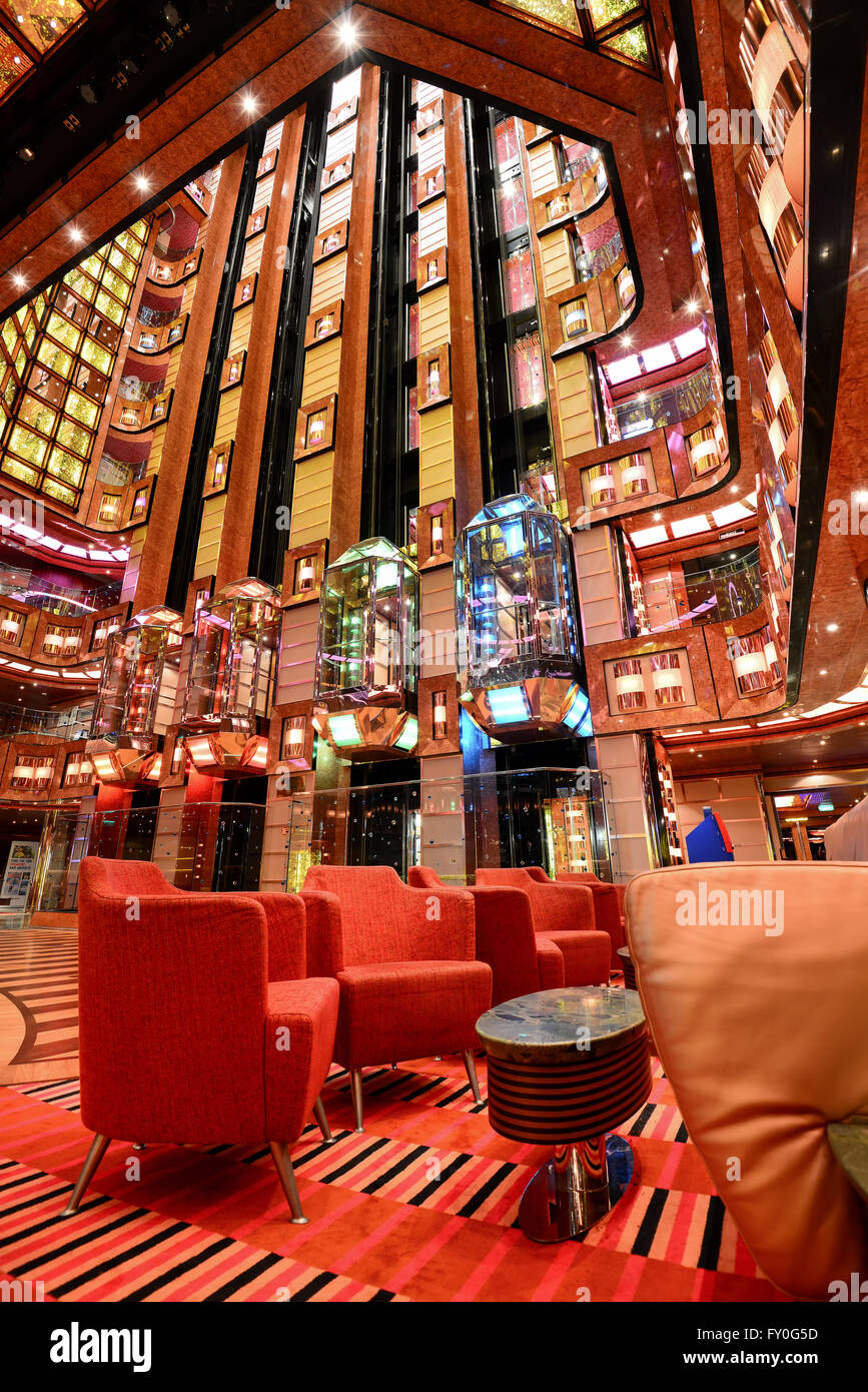 Interior reception cruise ship with table and chairs Stock Photo - Alamy