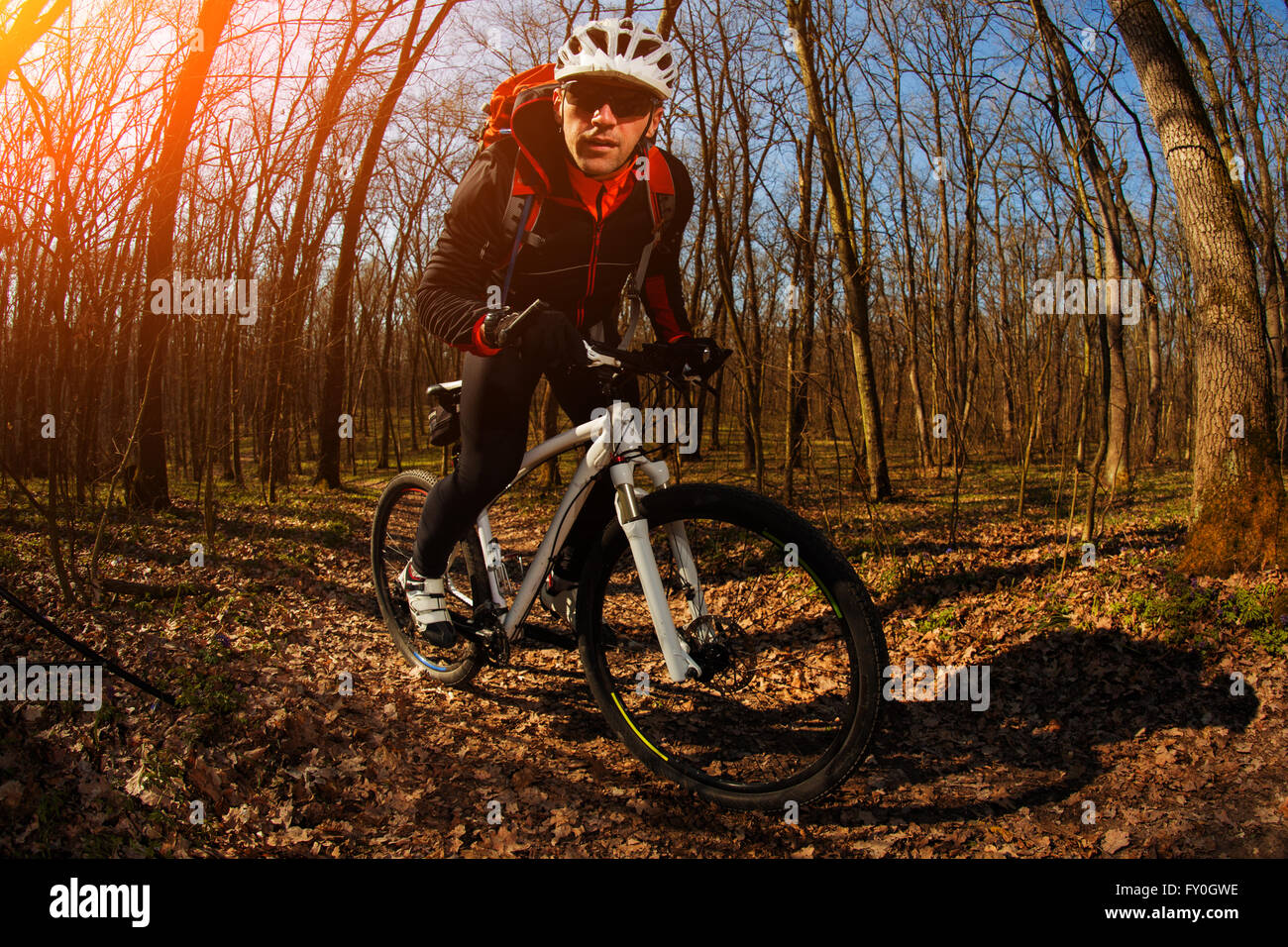Man cyclist riding the bicycle Stock Photo - Alamy