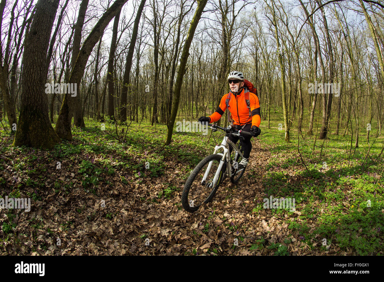 Man cyclist riding the bicycle Stock Photo - Alamy