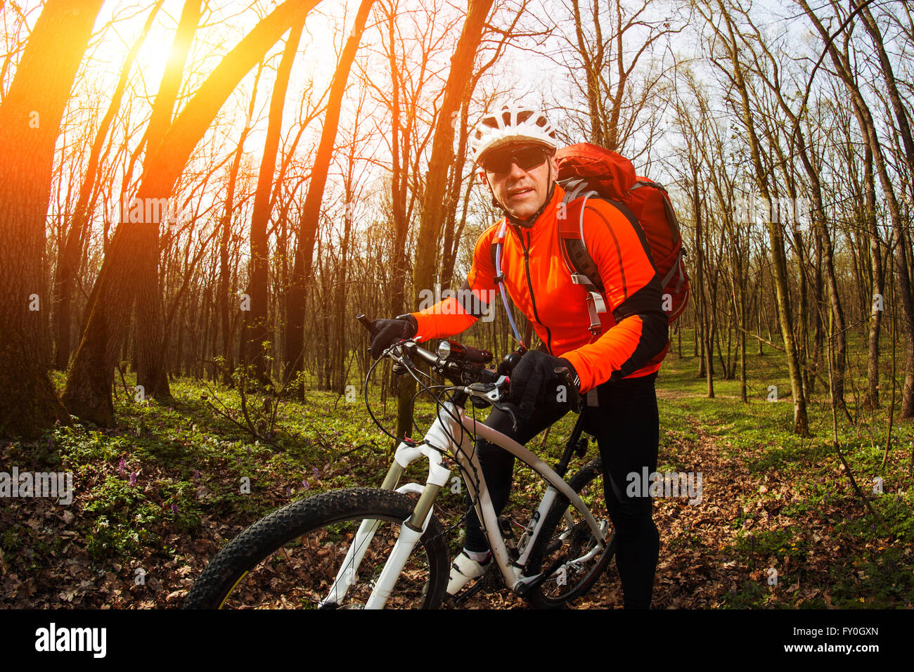 Man cyclist riding the bicycle Stock Photo - Alamy