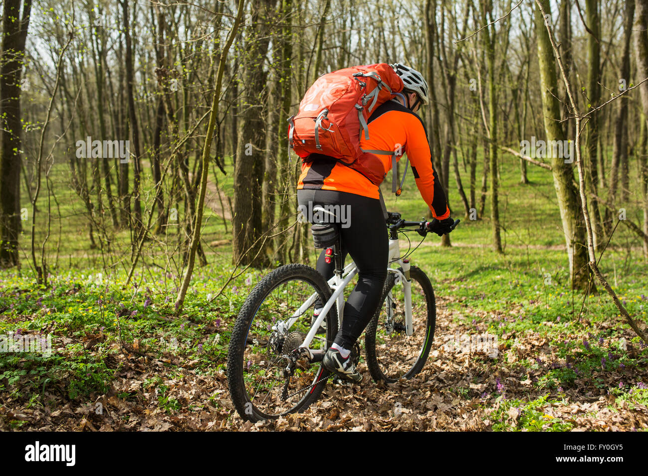 Man cyclist riding the bicycle Stock Photo - Alamy