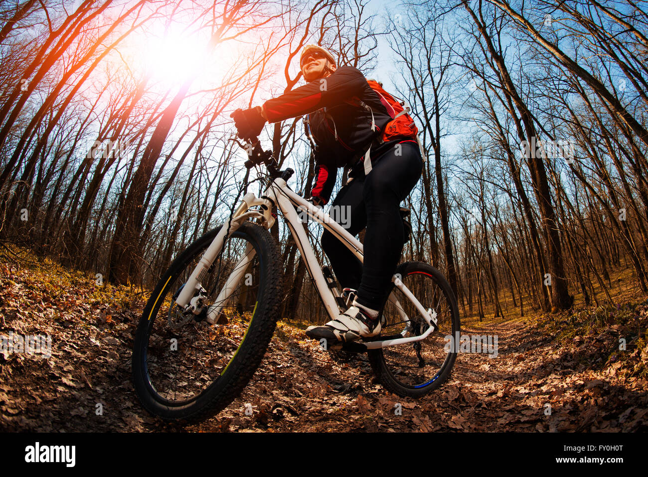 Man cyclist riding the bicycle Stock Photo - Alamy