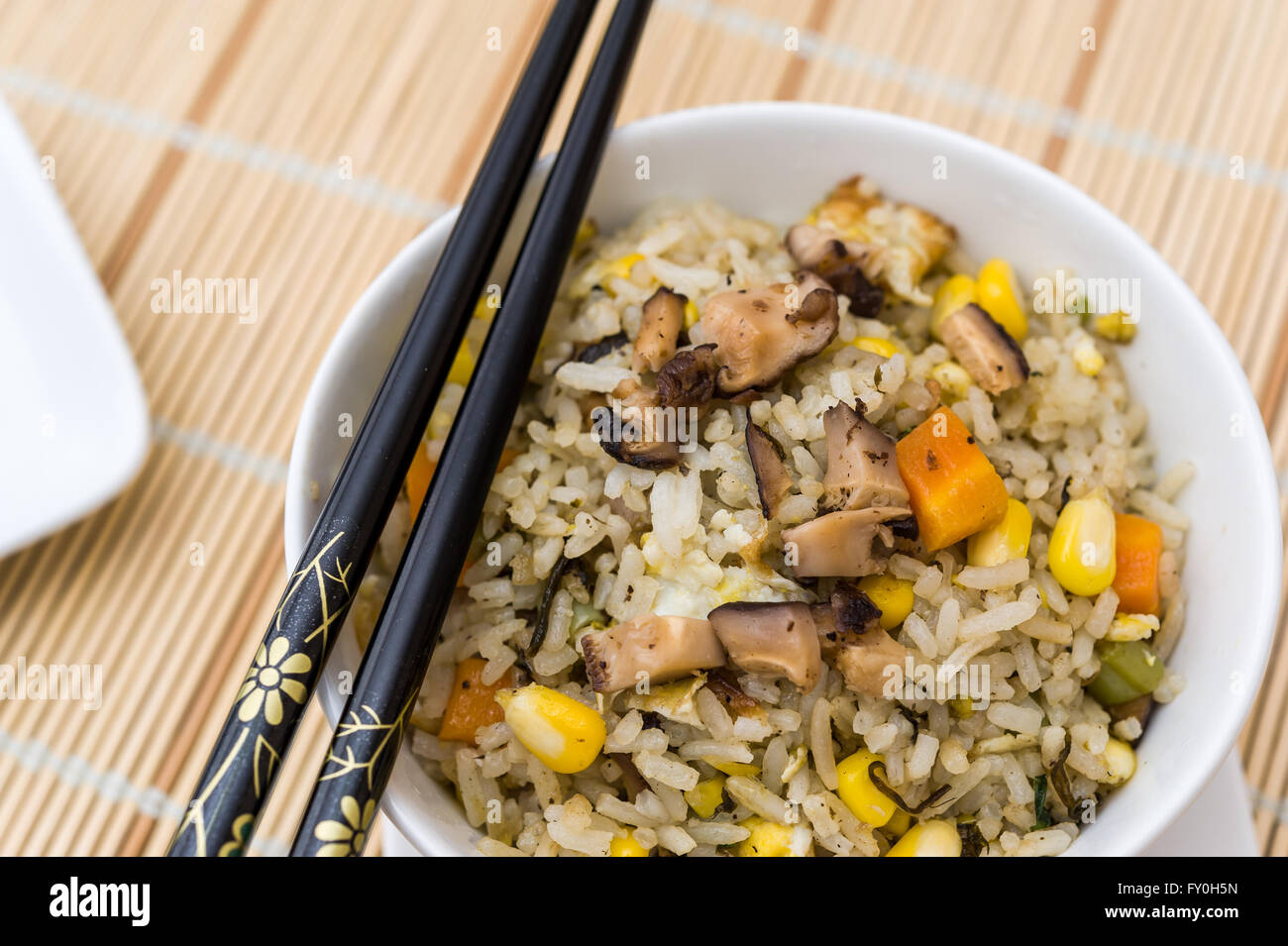 Chinese style vegetarian mixed vegetable fried rice in white bowl Stock ...