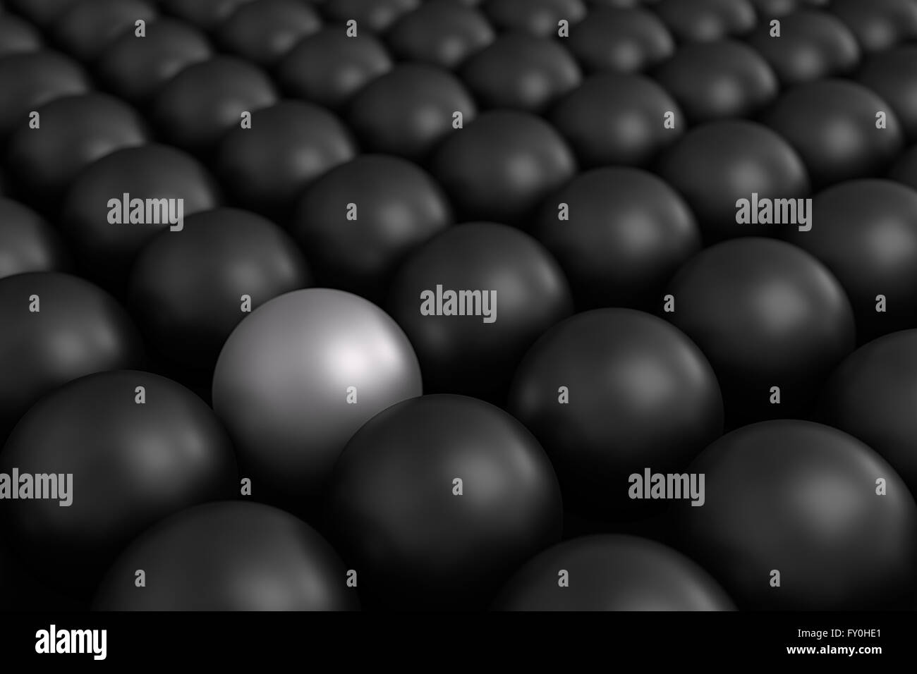 Different white ball among black balls,3d rendering Stock Photo - Alamy