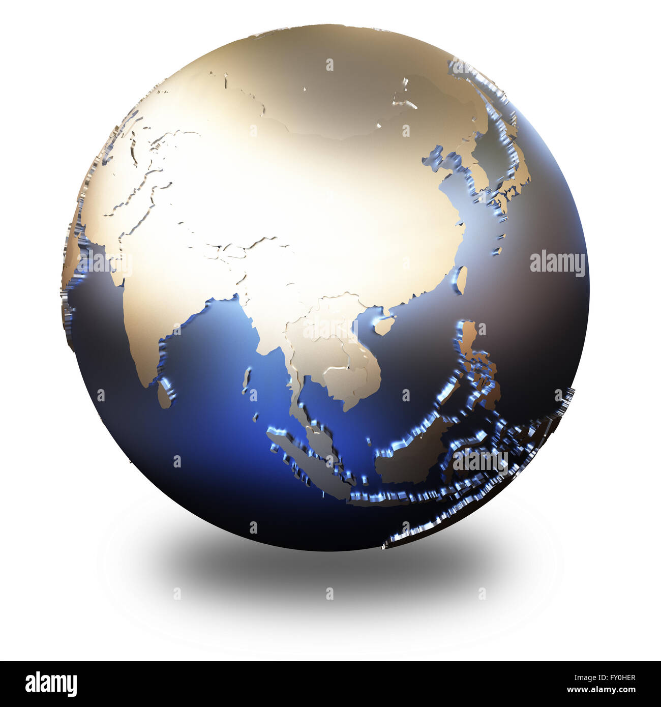 Southeast Asia on metallic model of planet Earth with embossed ...