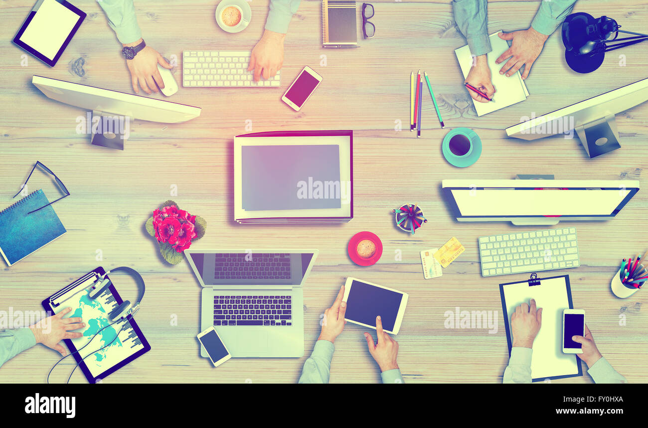 Group of Busy People Working in an Office Stock Photo - Alamy