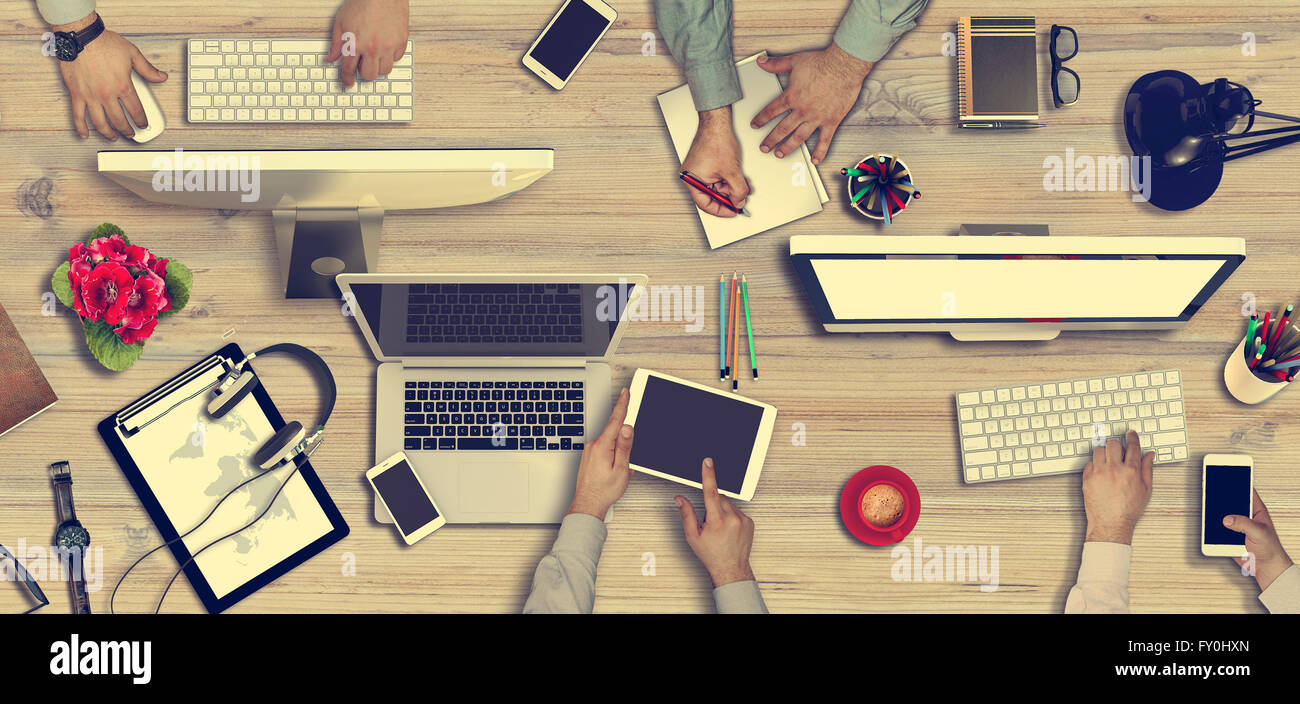 Group of Busy People Working in an Office Stock Photo - Alamy