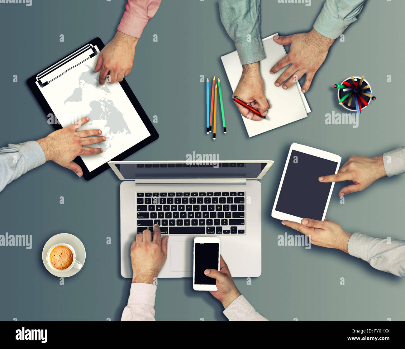 Group of Busy People Working in an Office Stock Photo - Alamy