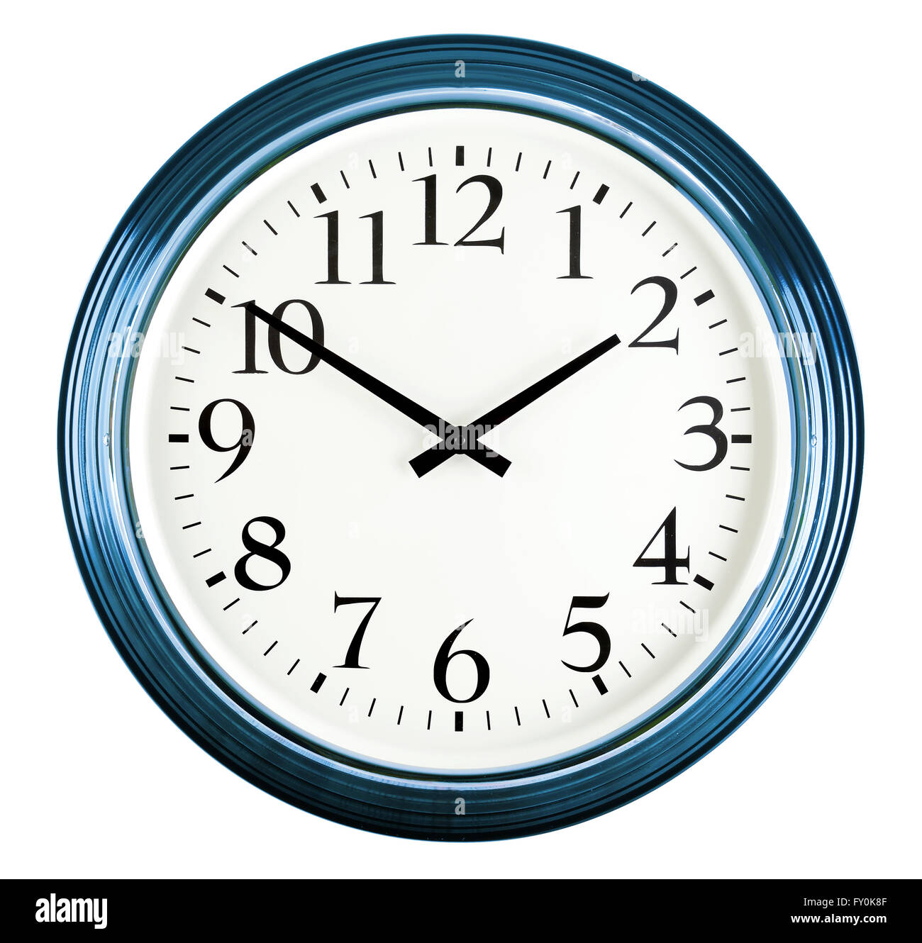 Wall clock isolated on white background. Ten to two Stock Photo - Alamy