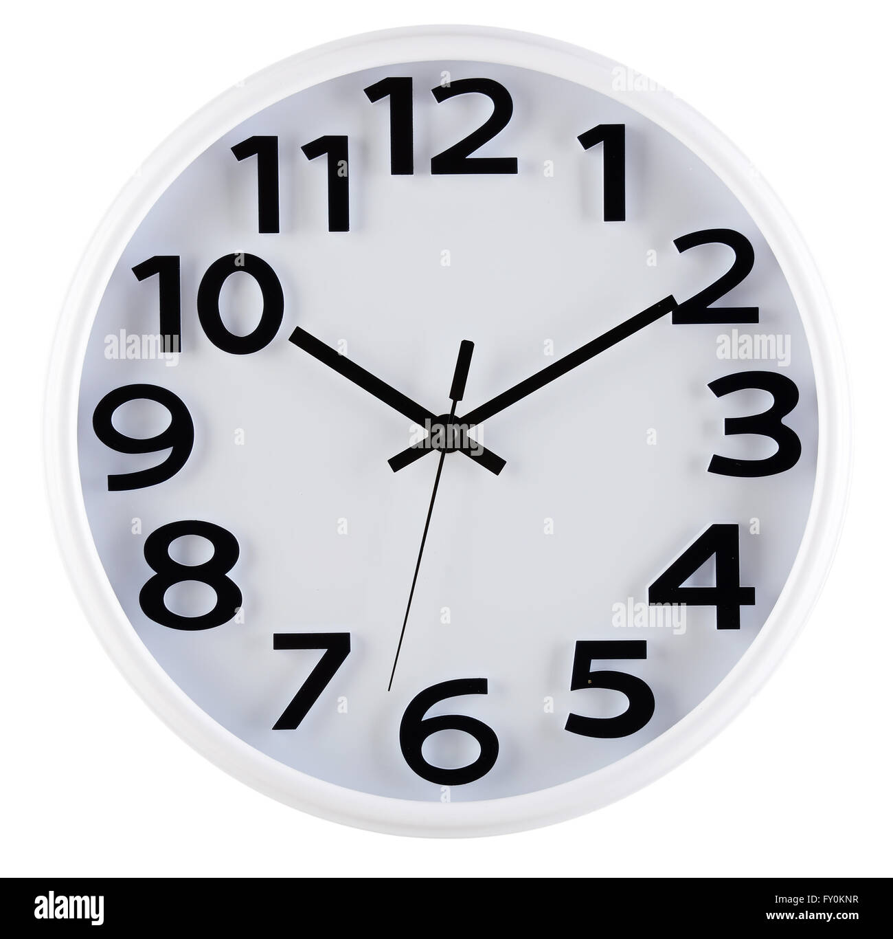 Wall clock isolated on white background. Ten past ten Stock Photo - Alamy