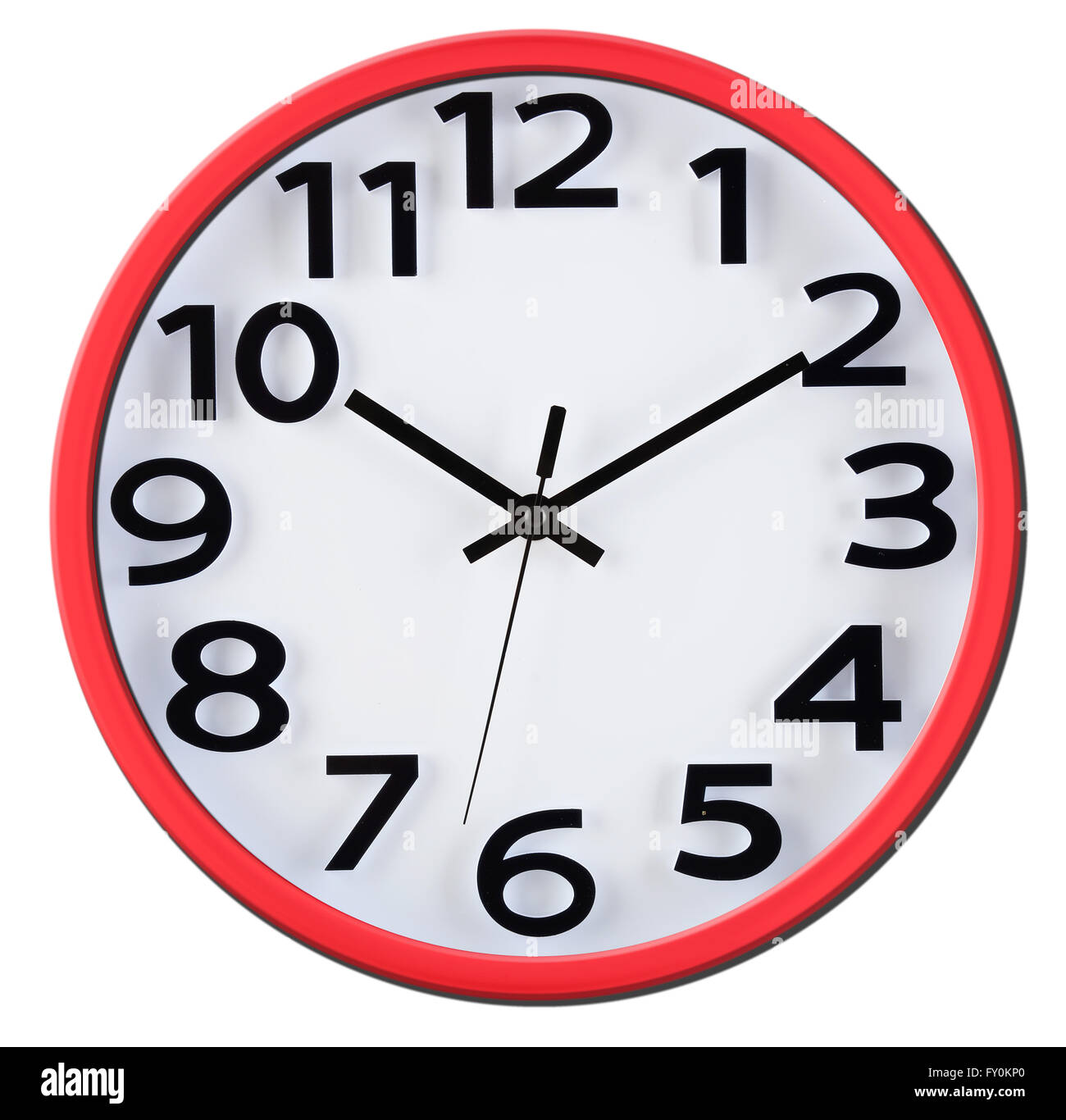 Wall clock isolated on white background. Ten past ten Stock Photo - Alamy