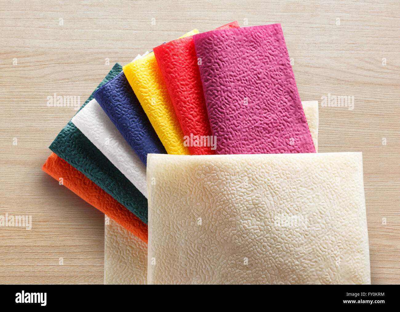 Collection of new colorful paper table napkins Stock Photo - Alamy