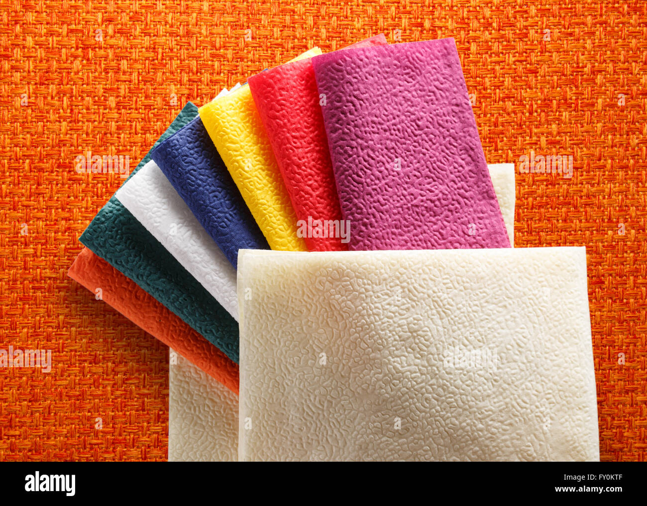 Collection of new colorful paper table napkins Stock Photo - Alamy