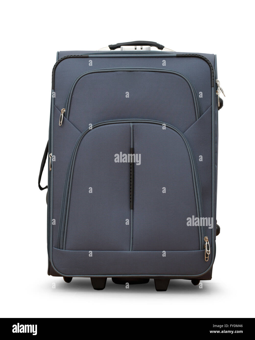 Large gray suitcase on wheels in closeup Stock Photo - Alamy