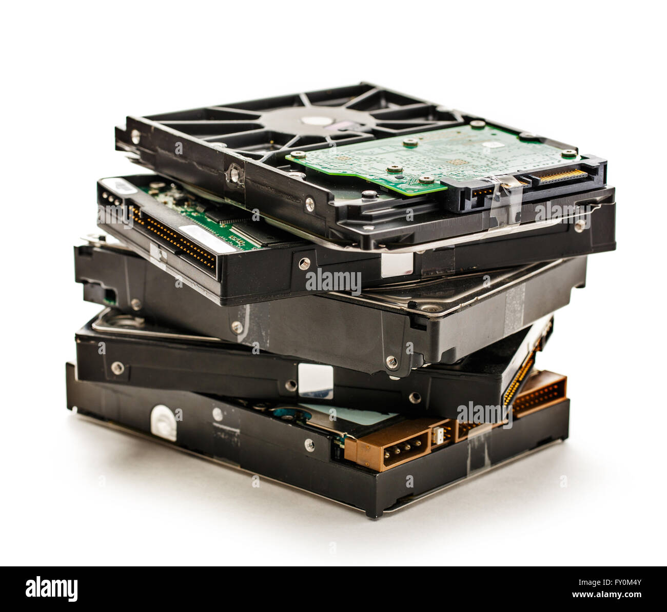 Stack of hardisks internal mechanism hardware closeup Stock Photo - Alamy