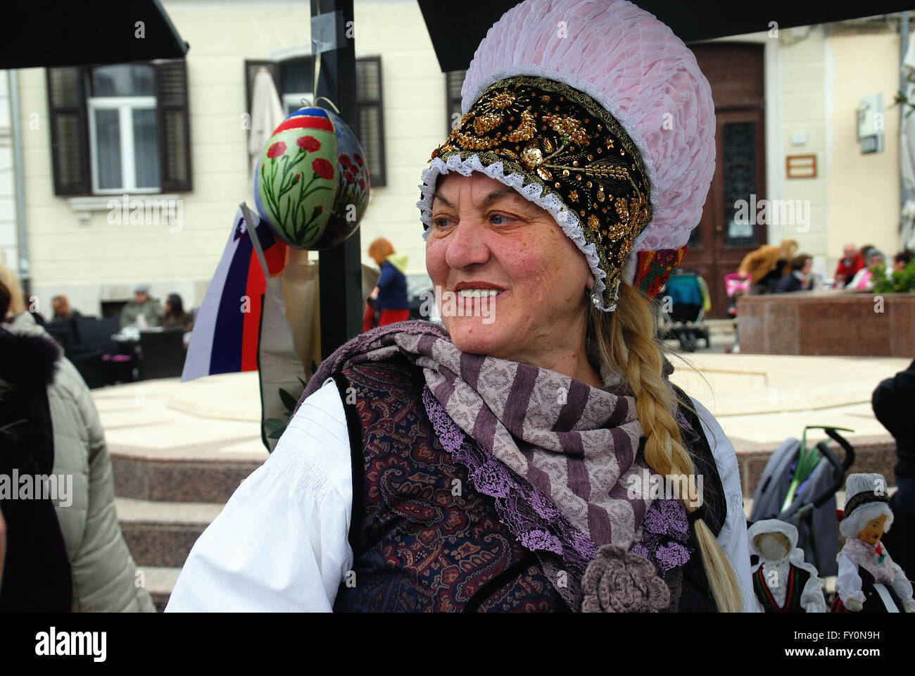 Pula, Istria, Croatia. A woman with traditional dress at open-air ...