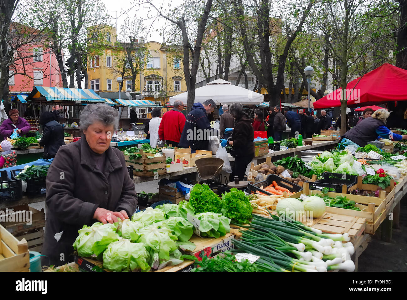 Pula, Istria, Croatia. The vegetable, fruit and flowers open-air market ...