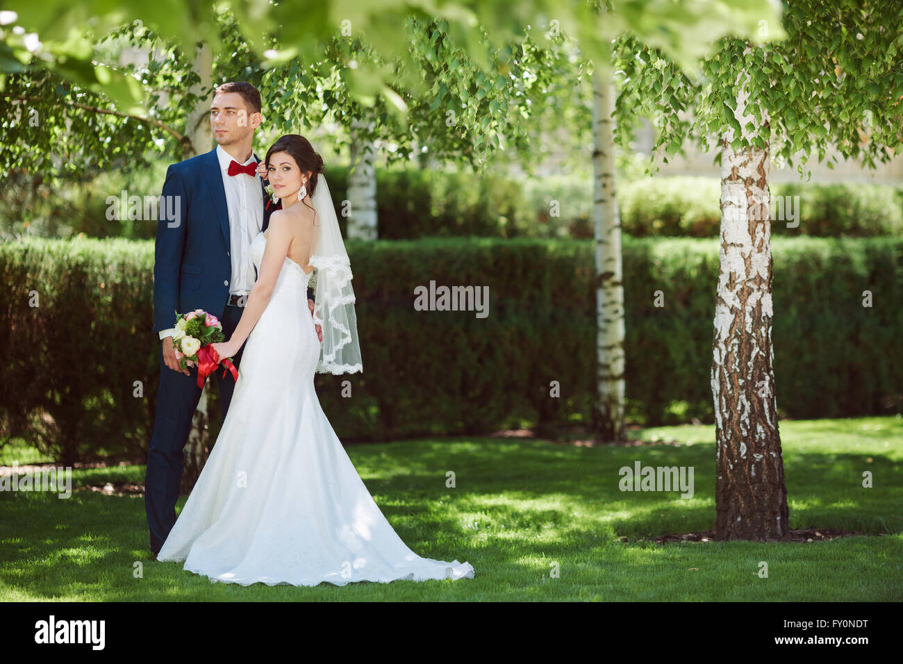 Wedding couple on the nature Stock Photo - Alamy