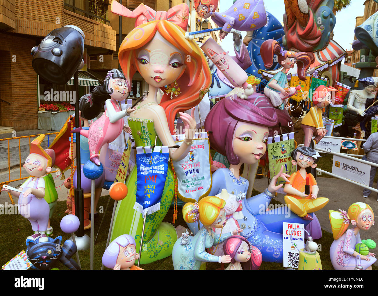Falla Monument in the Festival of the Fallas in Burriana in Spain Stock ...