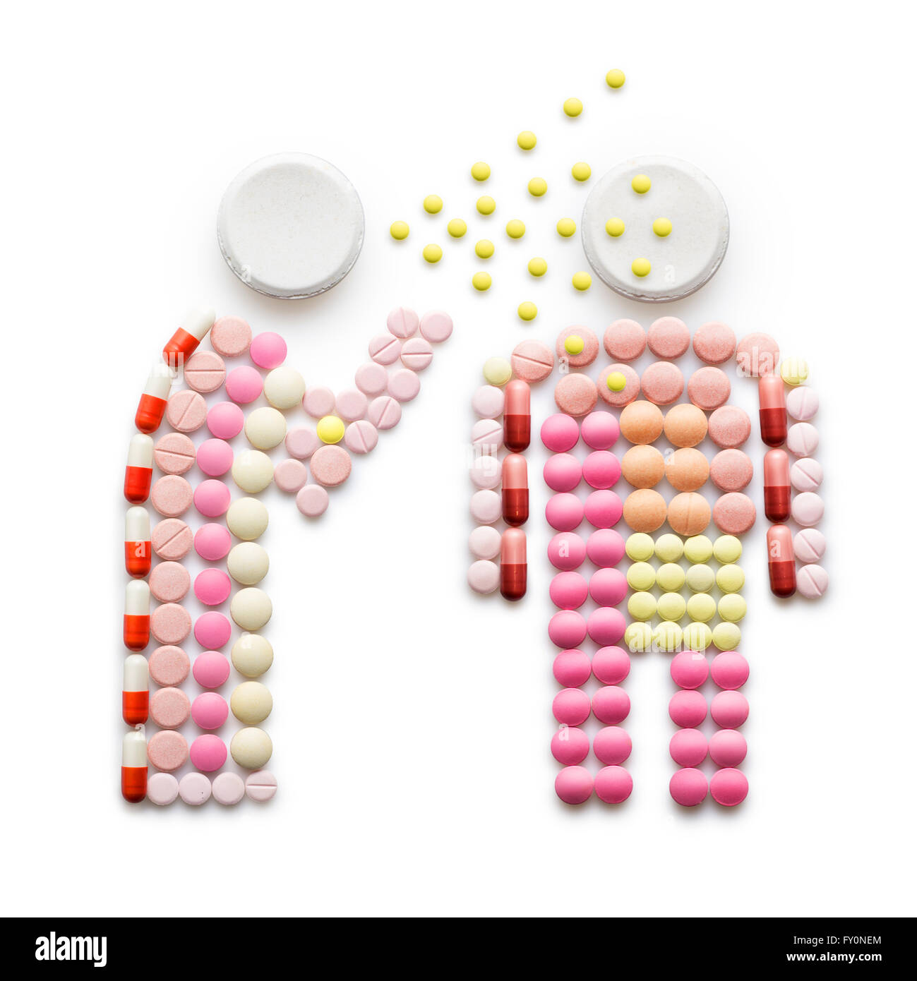 Creative health concept made of drugs and pills, isolated on white. A ...