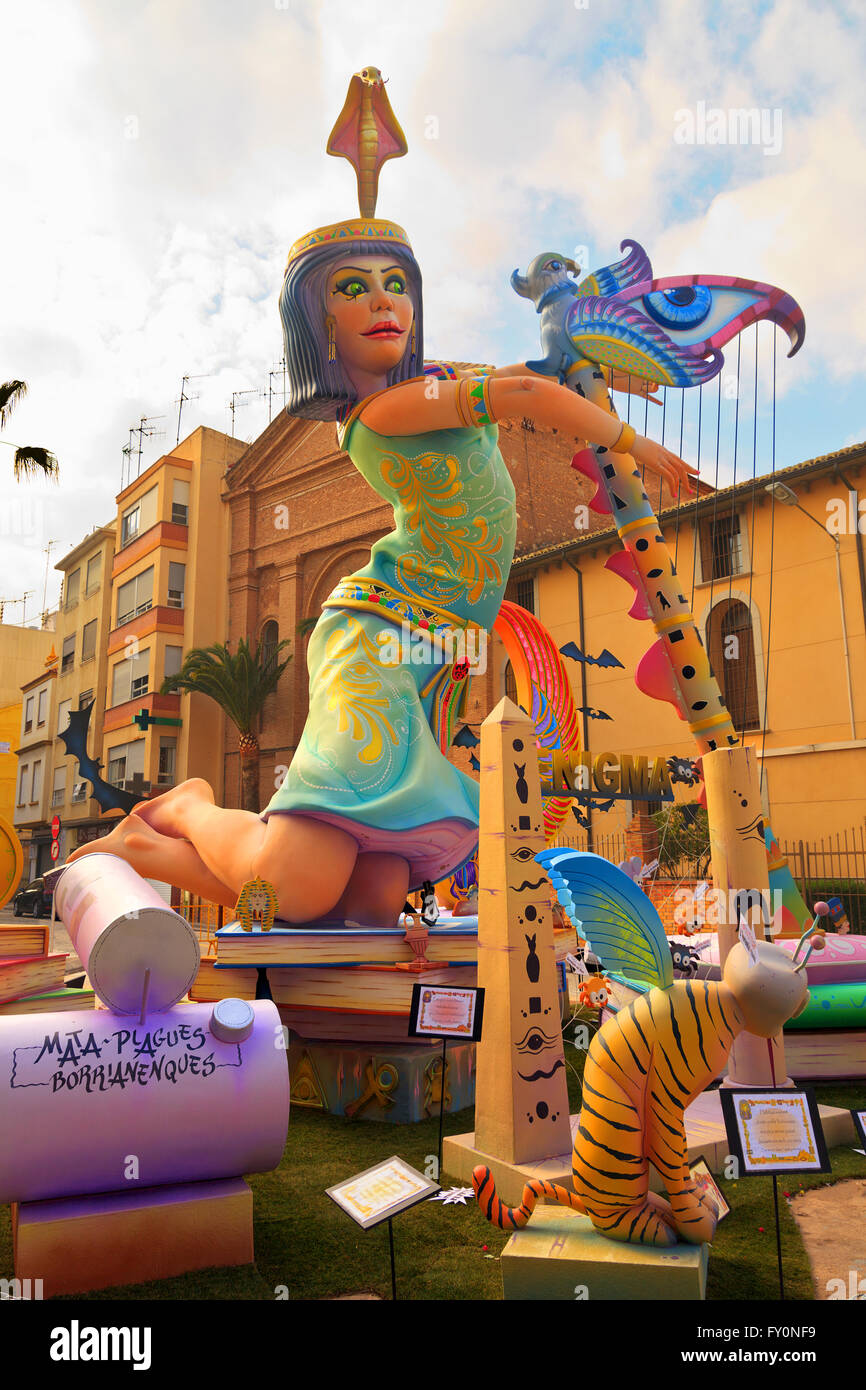 Falla Monument of Cleopatra in the Festival of the Fallas in Burriana ...