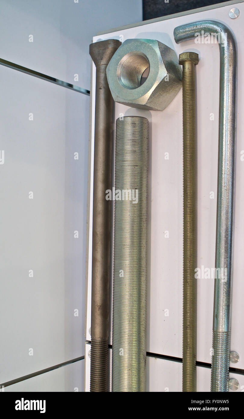 Set of hardware products with thread, fasteners Stock Photo - Alamy