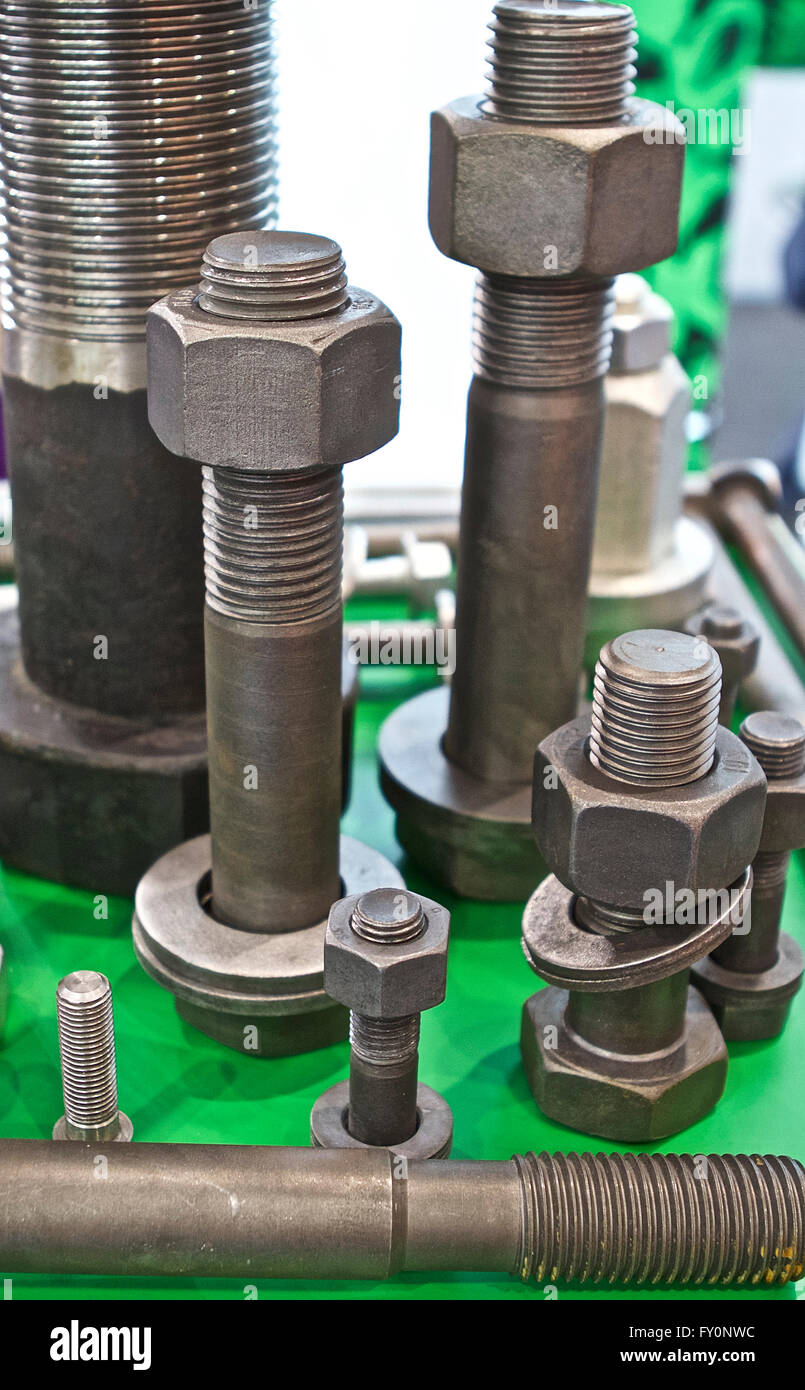 Set of hardware products with thread, fasteners Stock Photo - Alamy