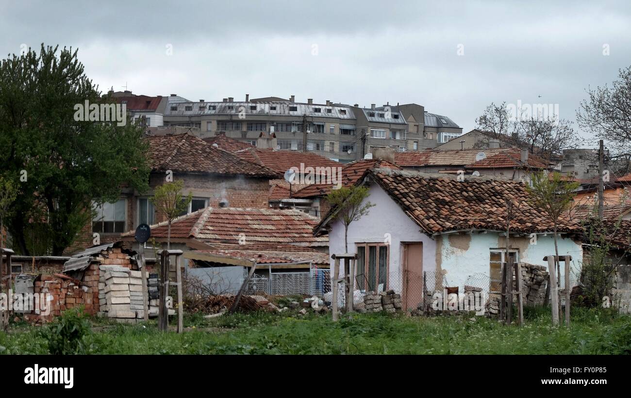 The slum area of the city of Dobrich Bulgaria in Europe here many of ...